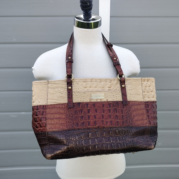 Brahmin | Bags | Brahmin Tri Color Brown Tone Purse Shoulder Bag Flaws ...